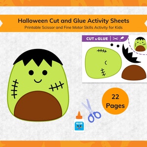 Halloween Cut and Glue Paper Craft Activity Book for Kids, Printable ...