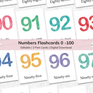 Montessori Numbers 0-100 Flashcards: Printable Learning (digital ...