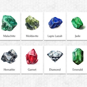 Gemstones Flashcards | Minerals and Crystals Cards | Educational 3 Part ...