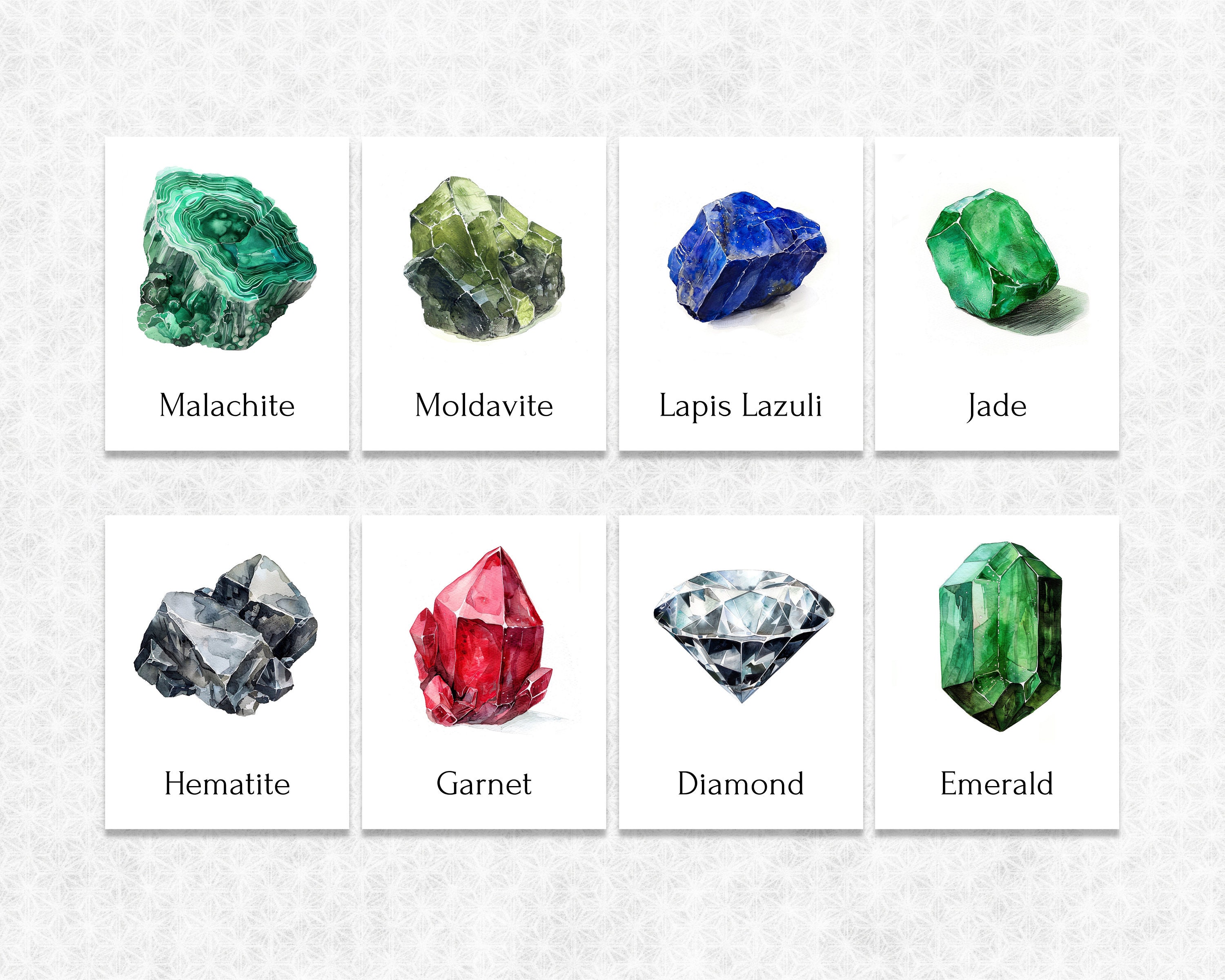 Gemstones Flashcards Minerals and Crystals Cards Educational 3 Part ...