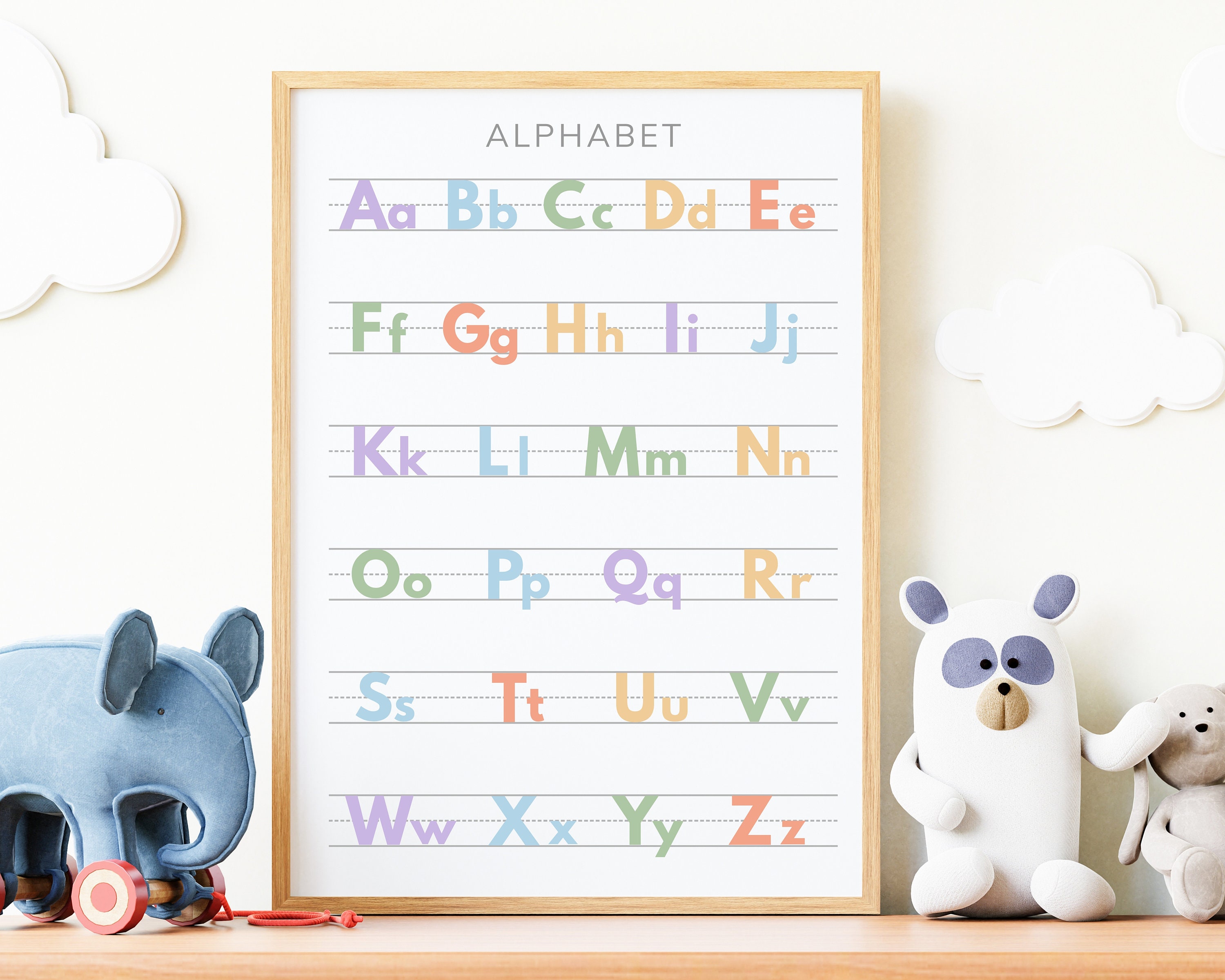 Rainbow Alphabet Poster Handwriting Chart Print Upper and Lowercase ...
