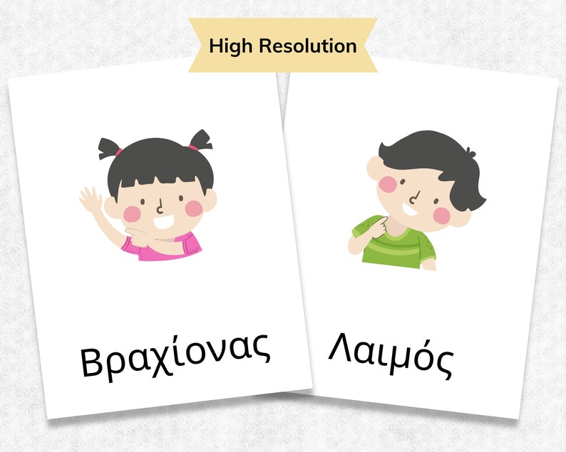 16 Greek Body Parts Flashcards for Kids Educational 3 Part Nomenclature ...