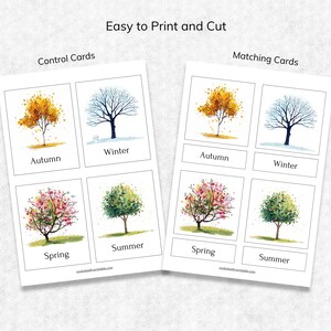 4 Seasons Watercolor Flashcards: Montessori Learning (printable) - Etsy