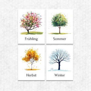 German 4 Seasons Flashcards: Montessori Learning Material (printable ...