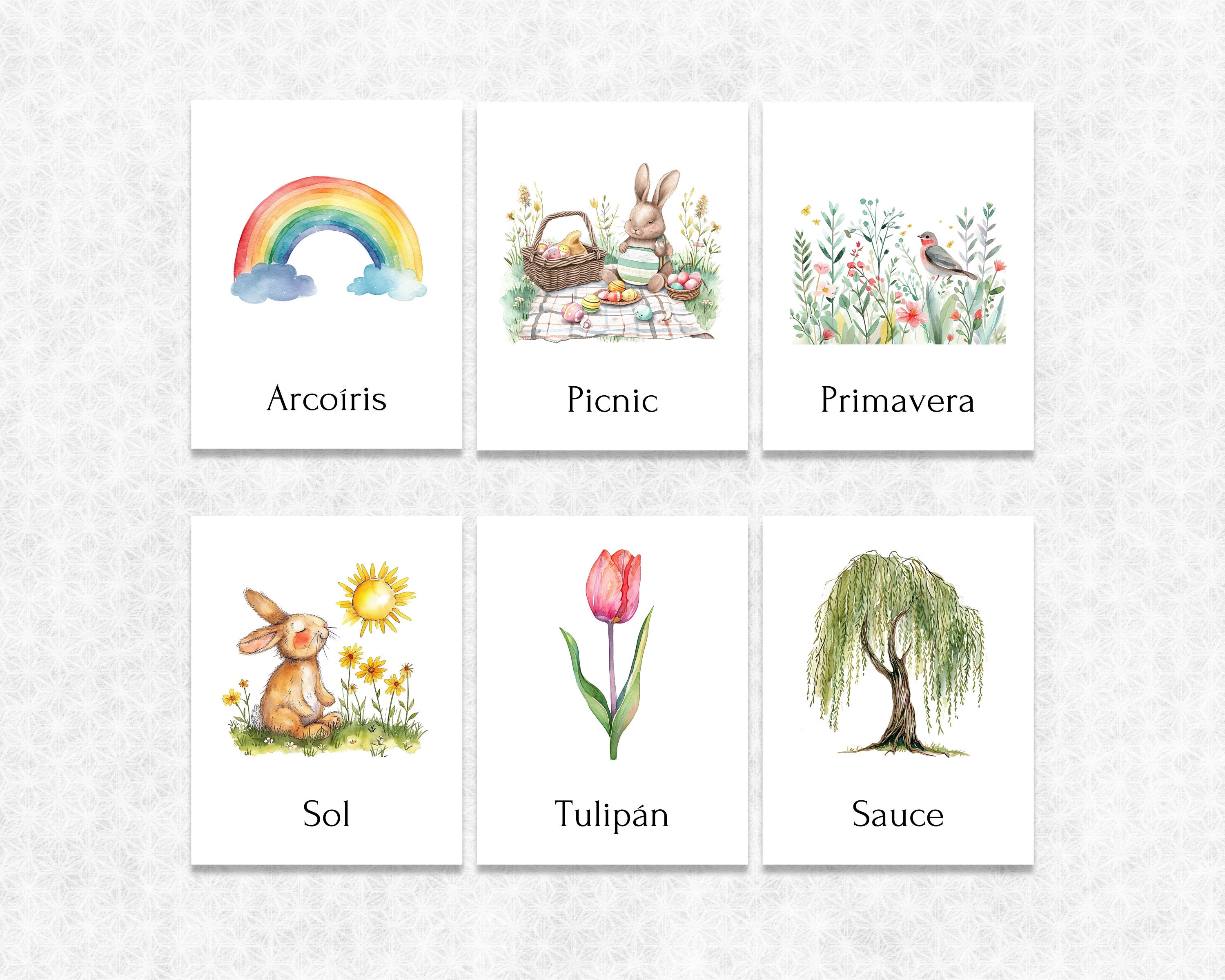 Spanish Easter Montessori Flashcards for Kids Nomenclature 3 Part Cards ...