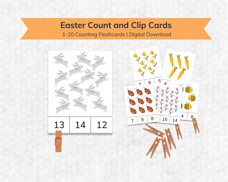 Easter Count and Clip Cards Numbers 1-20 Count Flashcards for Kids ...