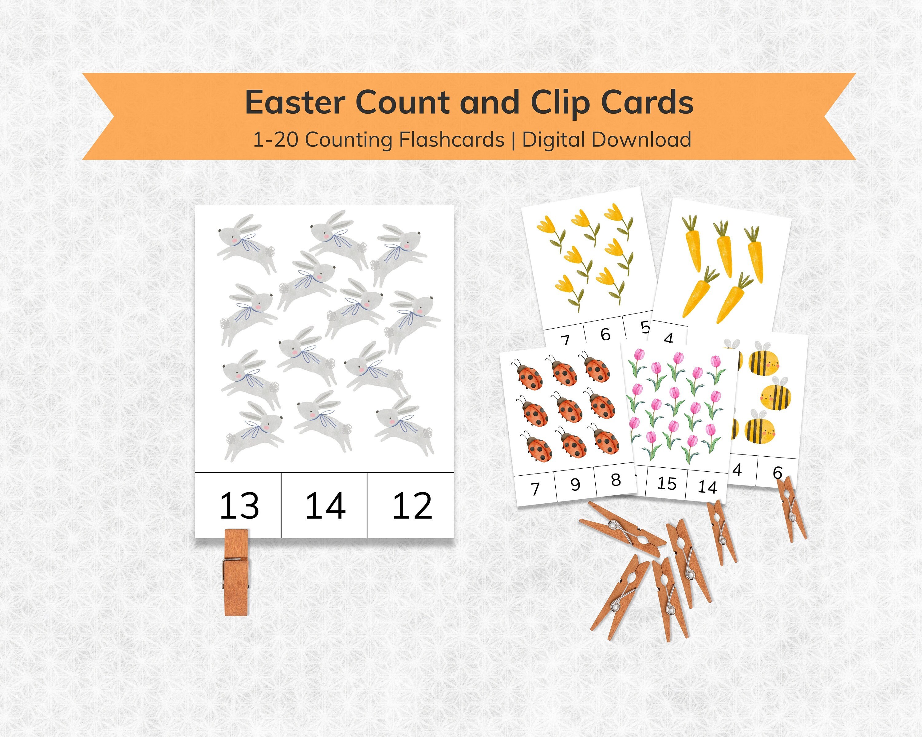 Easter Count and Clip Cards Numbers 1-20 Count Flashcards for Kids ...