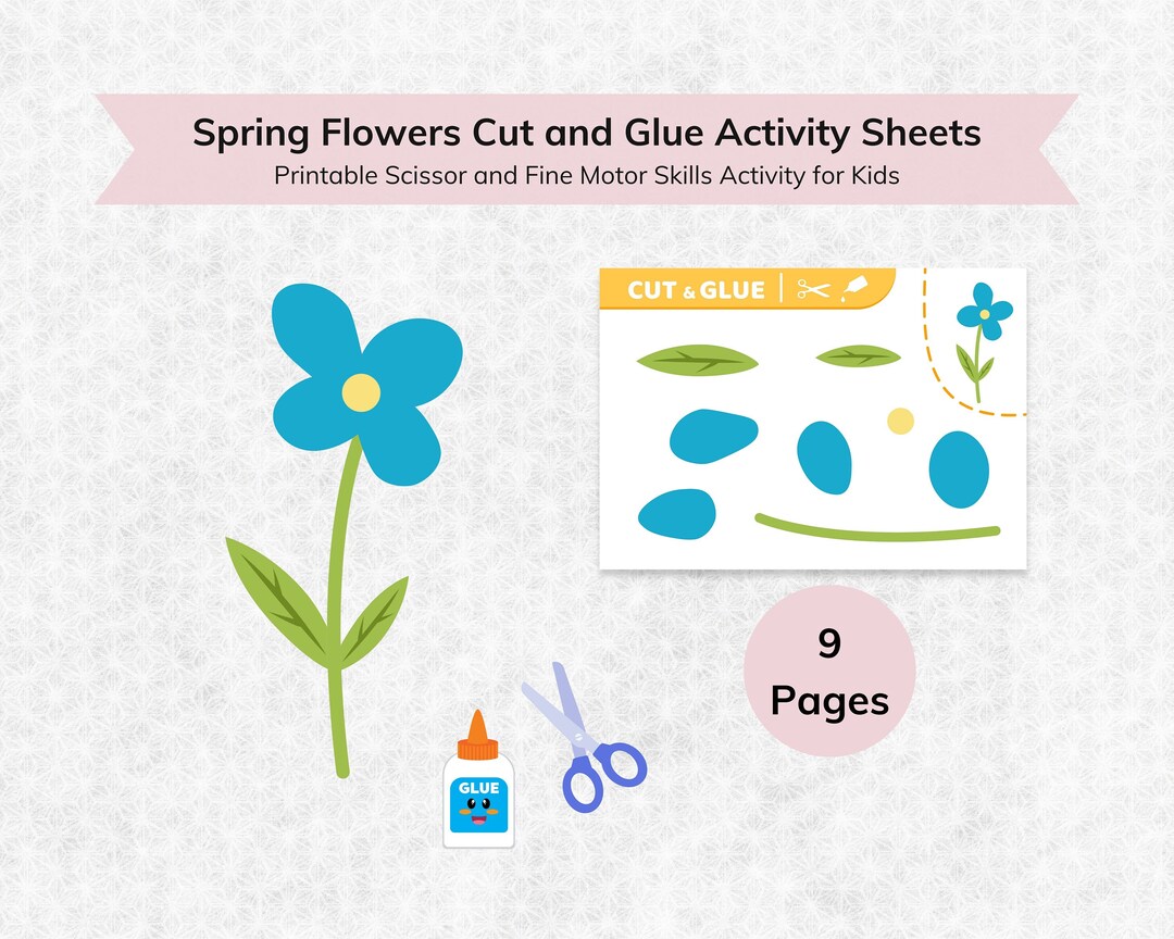 Spring Flowers Cut and Glue Activity Book: Montessori Scissor Skills ...