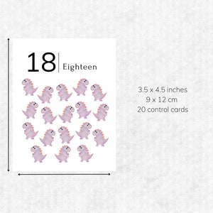 Dinosaur Number Flashcards 1-20: Montessori Counting Cards (digital ...