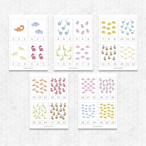Dinosaur Count and Clip Cards, Number 1-20 Count Flashcards for Kids ...