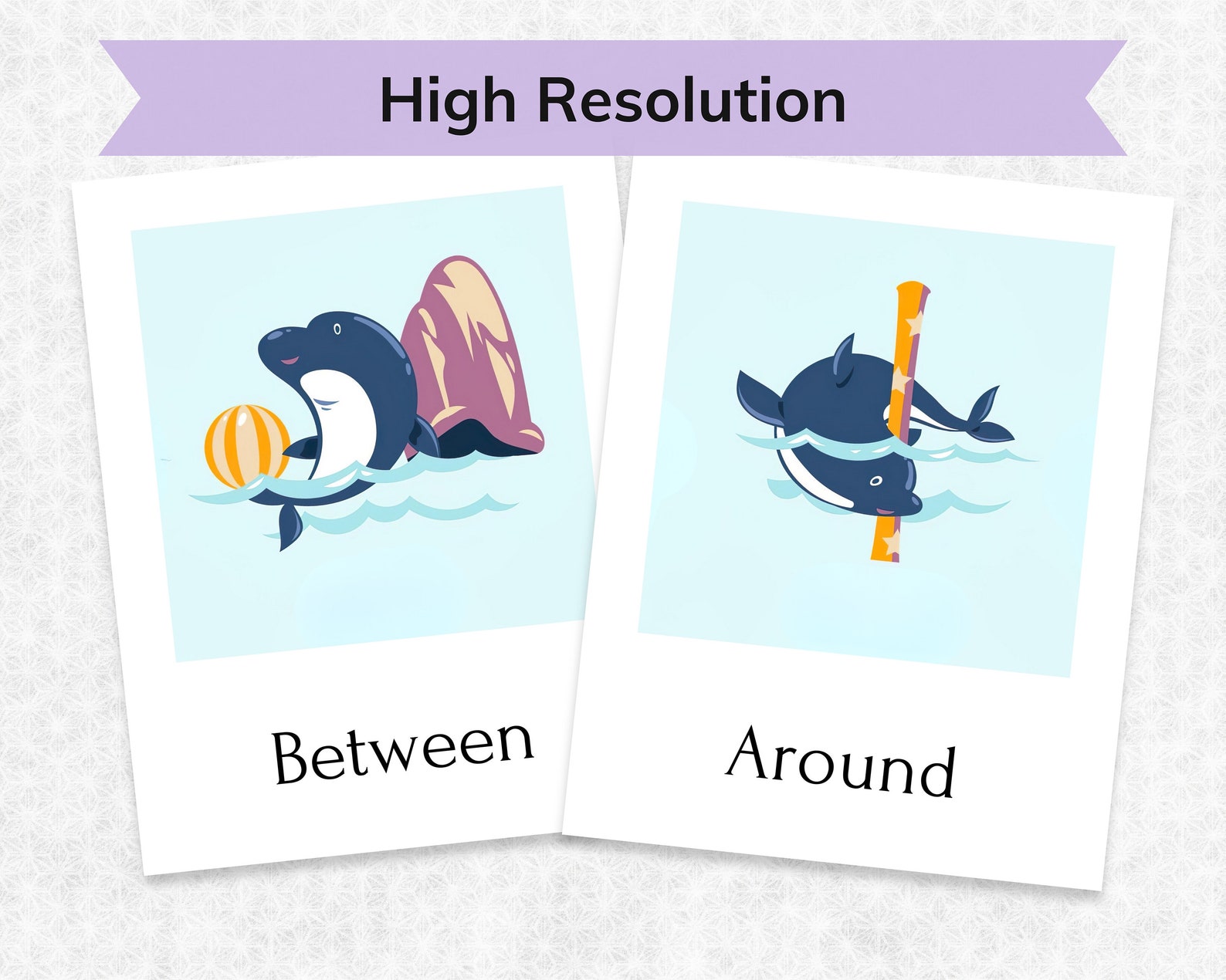 Learn Prepositions With Fun Dolphin Themed Flashcards for Kids ...
