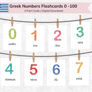 Educational Greek Numbers Flashcards | Learn and Count Numbers 0-100 ...
