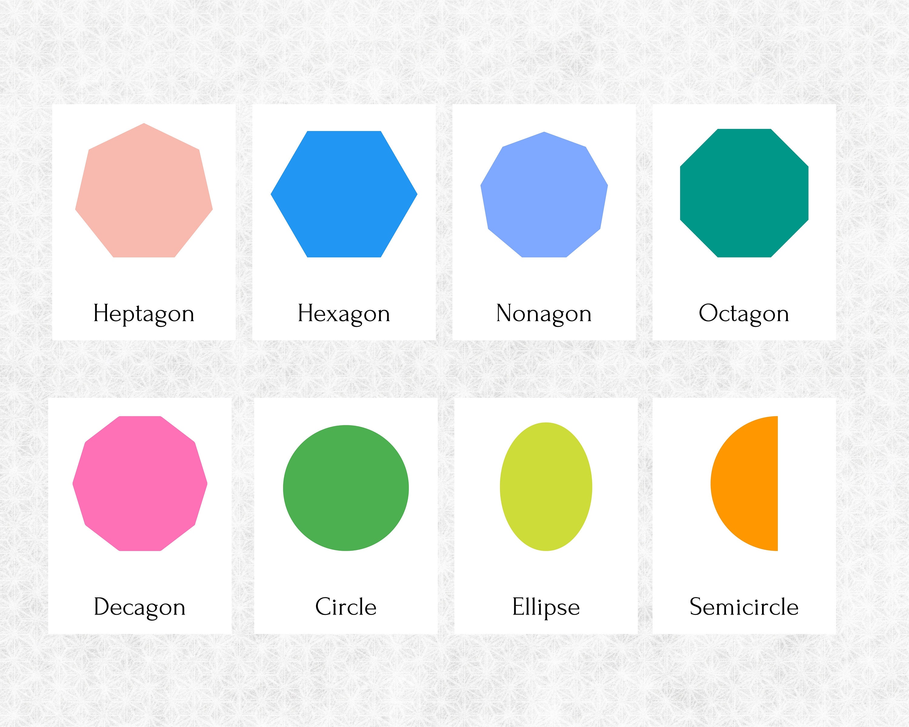 Geometric Shapes Flashcards: 2D Montessori Learning (printable) - Etsy