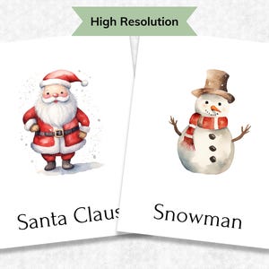 Editable Christmas Flashcards for Kids, Printable 3 Part Nomenclature ...