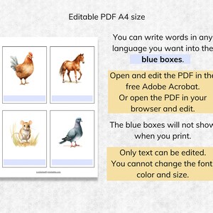 32 Watercolor Farm Animals Flashcards: Montessori Learning Cards (digital Download) - Etsy UK