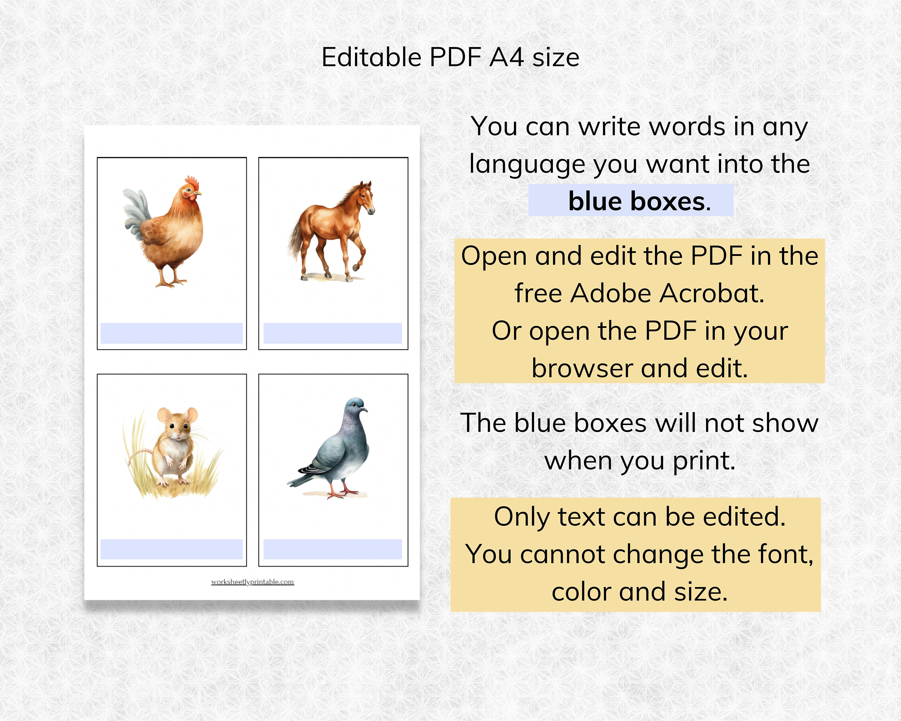 32 Watercolor Farm Animals Flashcards: Montessori Learning Cards ...