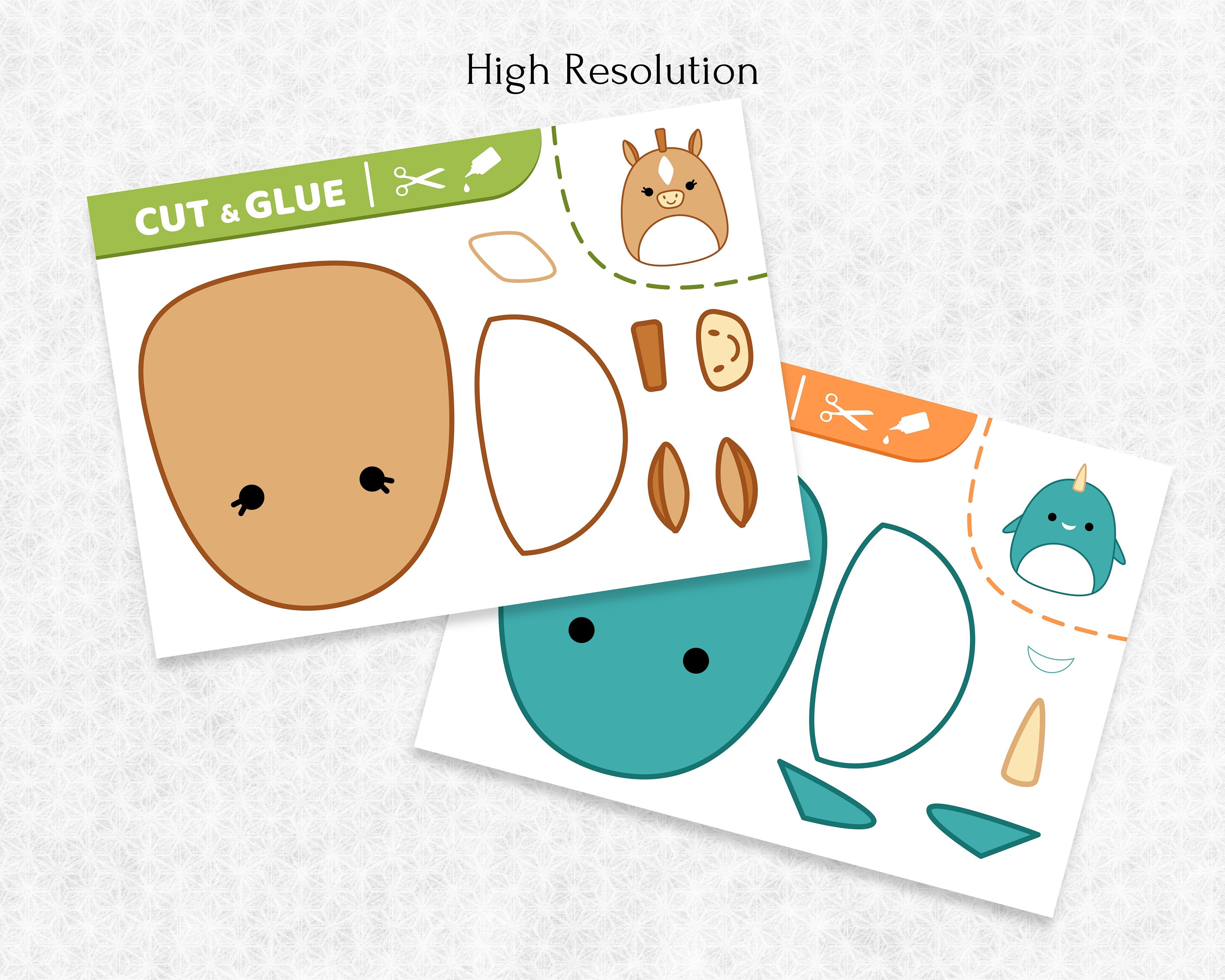 Cute Kawaii Animals Cut and Glue Paper Craft Activity Sheet for Kids ...