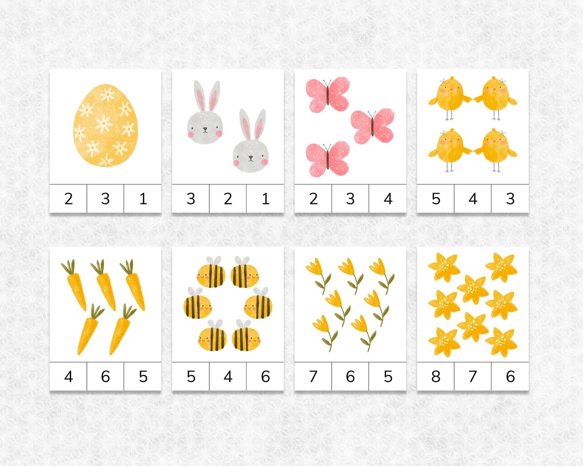 Easter Count and Clip Cards Numbers 1-20 Count Flashcards for Kids ...