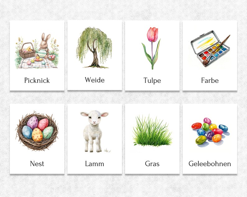 German Easter Flashcards: Montessori 3-part Cards (digital Download) - Etsy