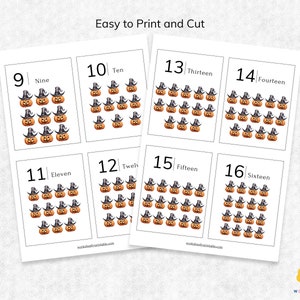 Jack-o'-lantern Halloween Theme Counting Flashcards for Kids, Number 1 ...