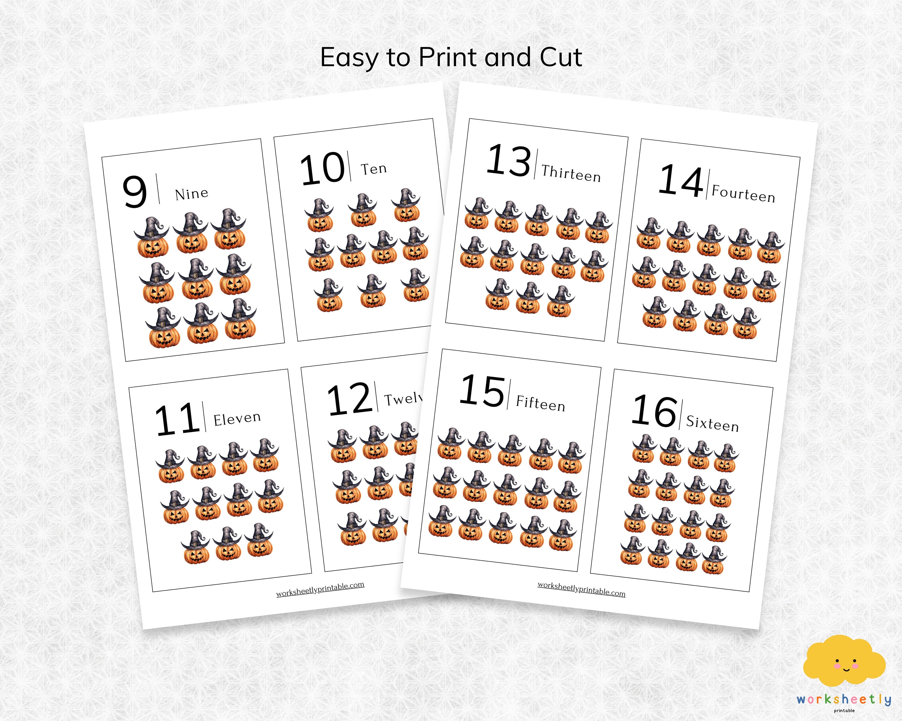 Jack-o'lantern Halloween Theme Counting Flashcards for Kids, Number 1 ...