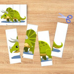 Dinosaur Cut and Match Puzzle: Montessori Fine Motor Skills (printable ...