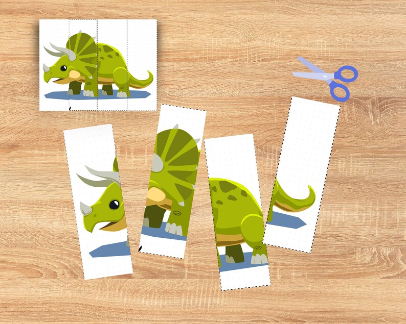 Prehistoric Dinosaurs Cut and Match Puzzle Activity for Preschool ...