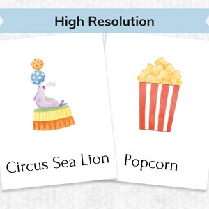 Circus Vocabulary Flashcards for Kids, Printable Montessori 3 Part ...