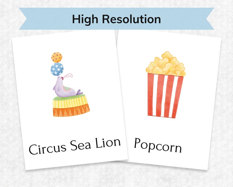 Circus Vocabulary Flashcards for Kids, Printable Montessori 3 Part ...
