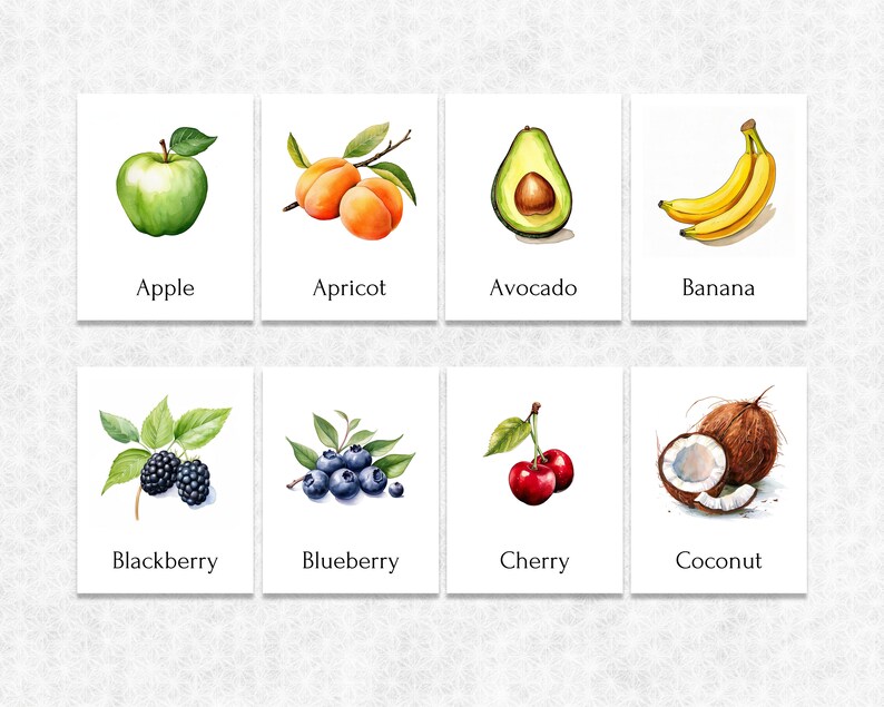 Editable Fruits Flashcards for Kids | Educational 3 Part Nomenclature ...