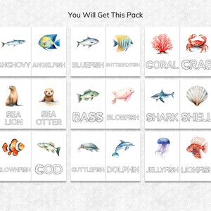 Ocean Animal Name Tracing Flashcards for Kids, Printable Montessori ...