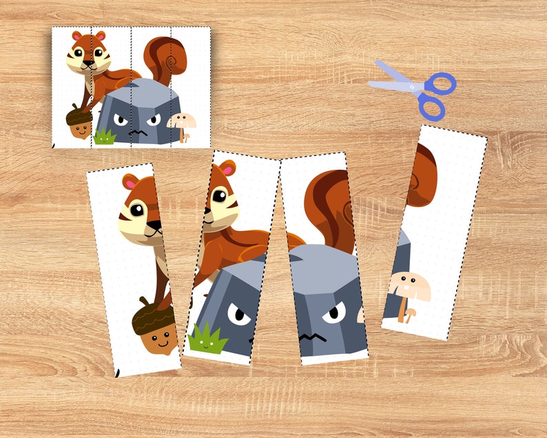Animal Cut and Match Puzzle: Montessori Fine Motor Skills (PDF) - Etsy