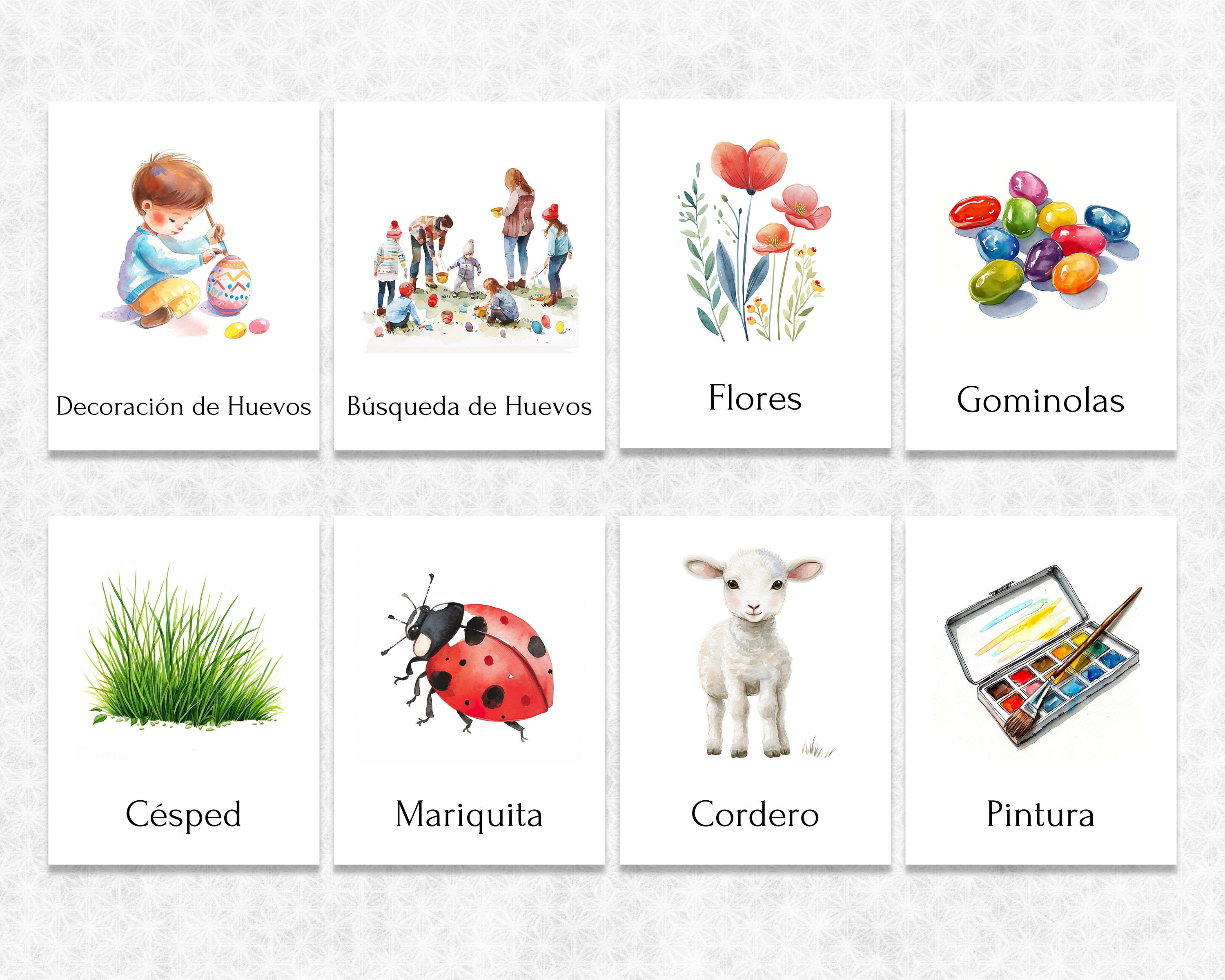 Spanish Easter Montessori Flashcards for Kids Nomenclature 3 Part Cards ...