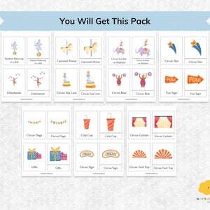 Circus Vocabulary Flashcards for Kids, Printable Montessori 3 Part ...