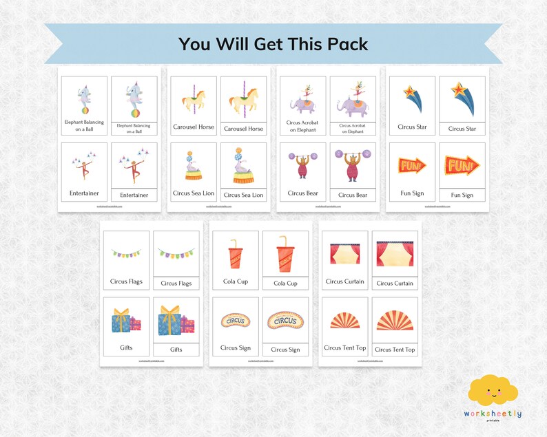 Circus Vocabulary Flashcards for Kids, Printable Montessori 3 Part ...