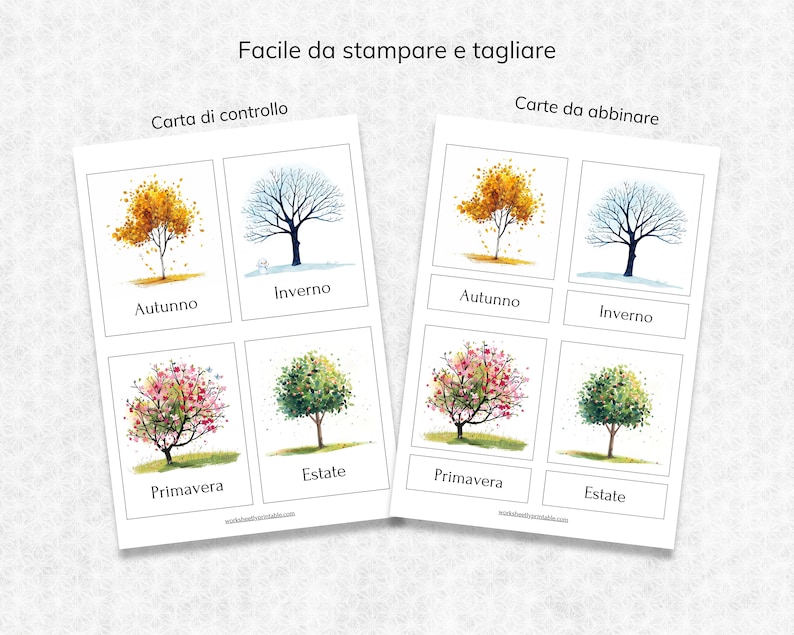 Italian 4 Seasons Flashcards for Kids | Printable Montessori ...