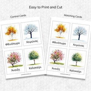 Greek Seasons Flashcards for Kids | Educational 3 Part Nomenclature ...