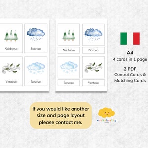 Italian Weather Printable Flashcards for Kids Weather Montessori ...