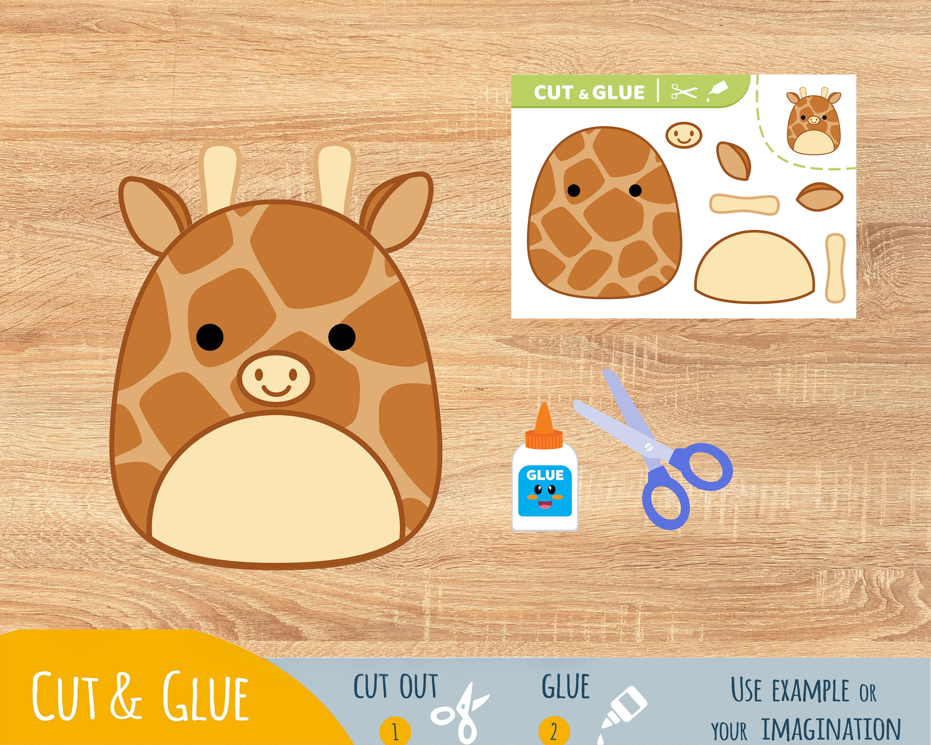 Cute Kawaii Animals Cut and Glue Paper Craft Activity Sheet for Kids ...