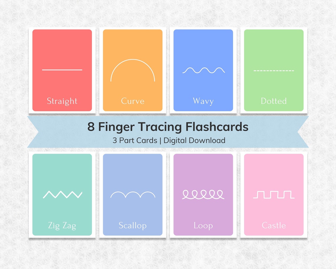 Finger Tracing Cards Types of Lines Finger Tracing Montessori ...
