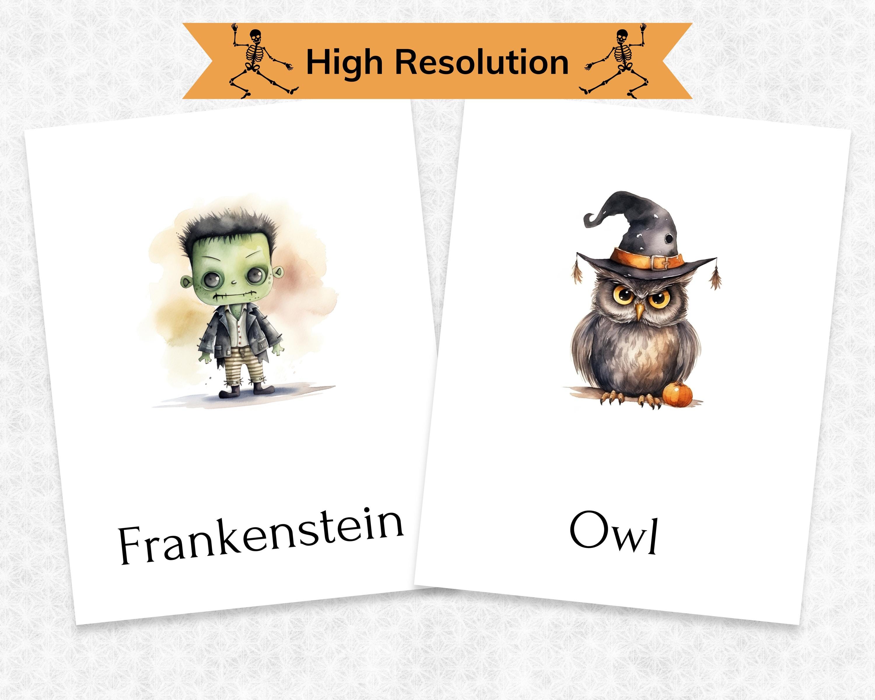 Editable Halloween Flashcards for Kids Printable 3 Part Nomenclature ...