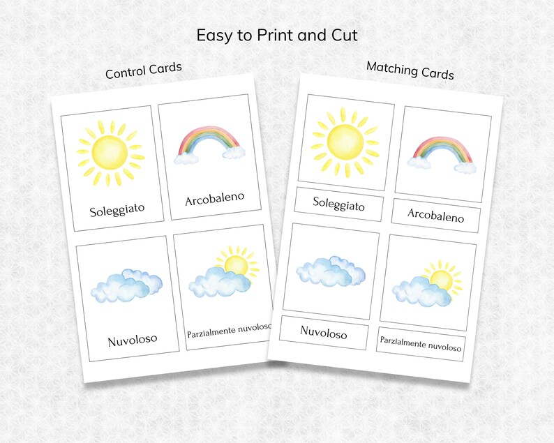Italian Weather Printable Flashcards for Kids Weather Montessori ...