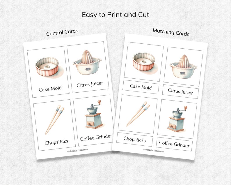 Editable Kitchen Appliances Utensils Flashcards for Kids 3 Part ...