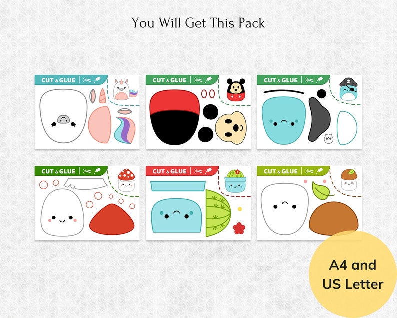 Cute Kawaii Character Cut and Glue Paper Craft Activity Sheet for Kids ...