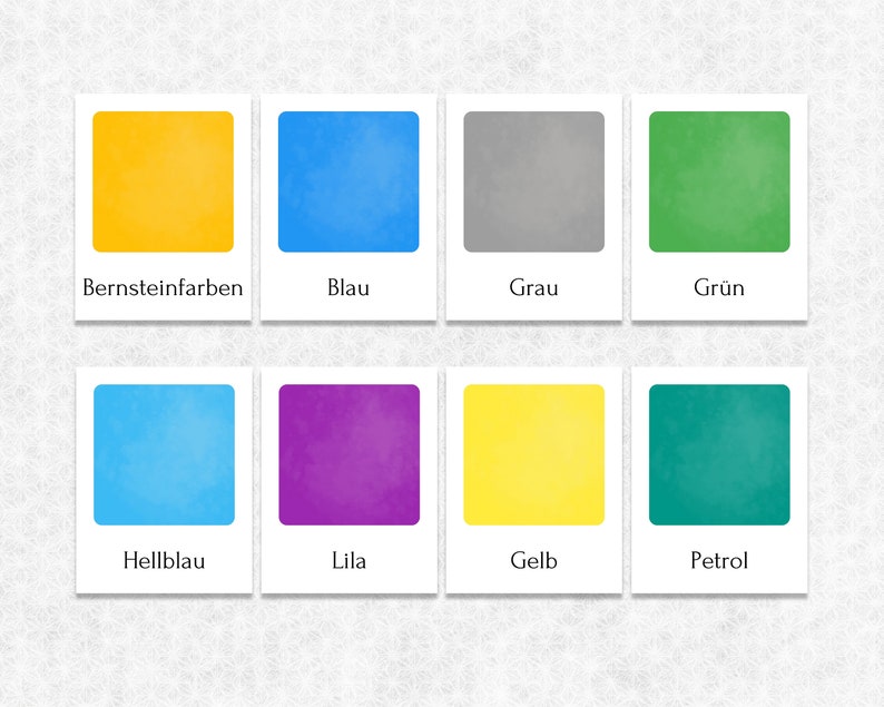 German Color Flashcards for Kids, Printable 3 Part Nomenclature Toddler ...