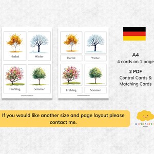 German 4 Seasons Flashcards: Montessori Learning Material (printable ...