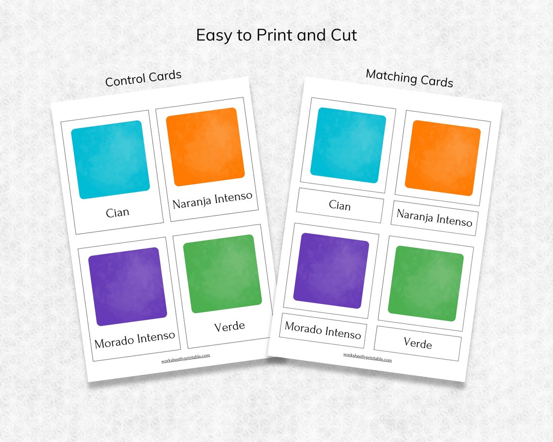 Spanish Color Flashcards for Kids, Printable 3 Part Nomenclature ...