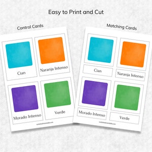 Spanish Color Flashcards for Kids, Printable 3 Part Nomenclature ...