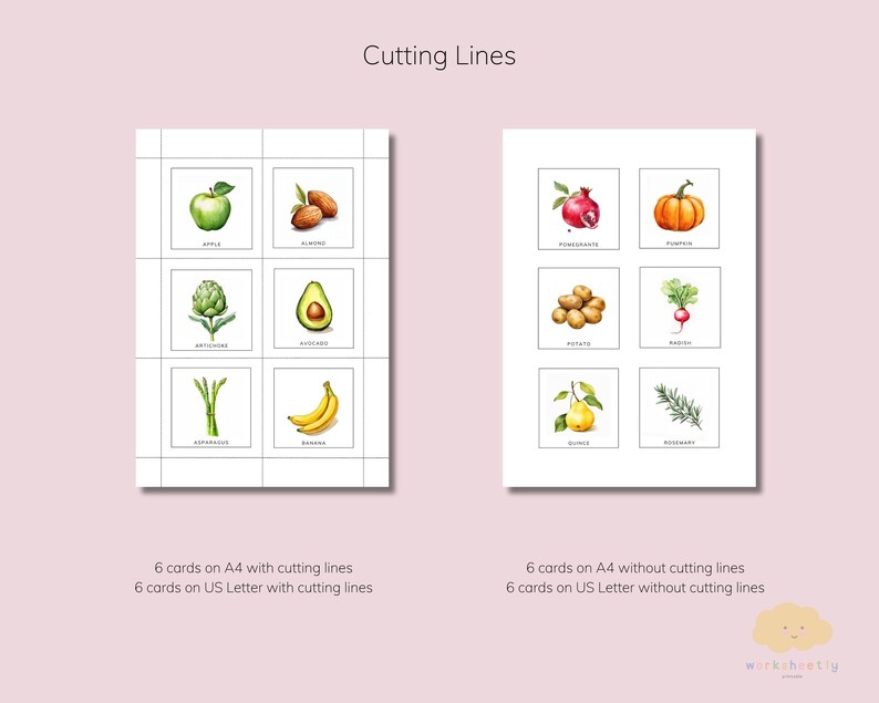 60 Fruits and Vegetables Montessori Flashcards for Kids Pre-school ...