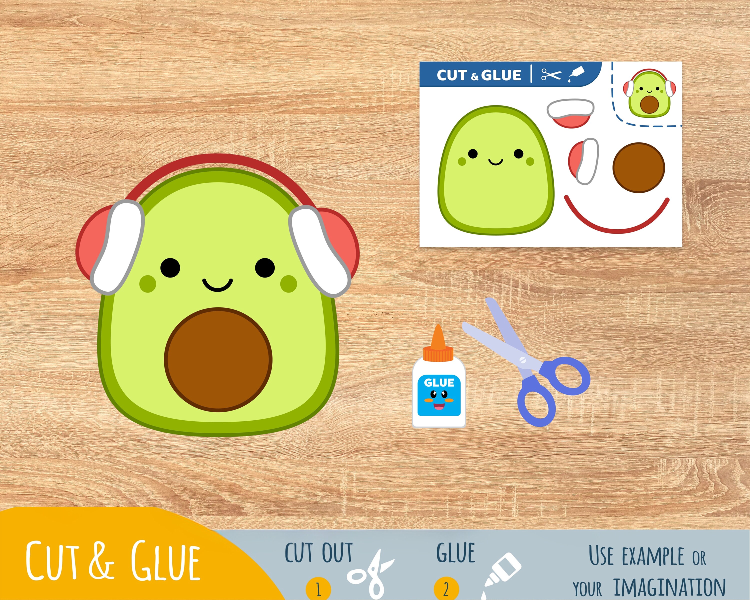 Cute Kawaii Character Cut and Glue Paper Craft Activity Sheet for Kids ...